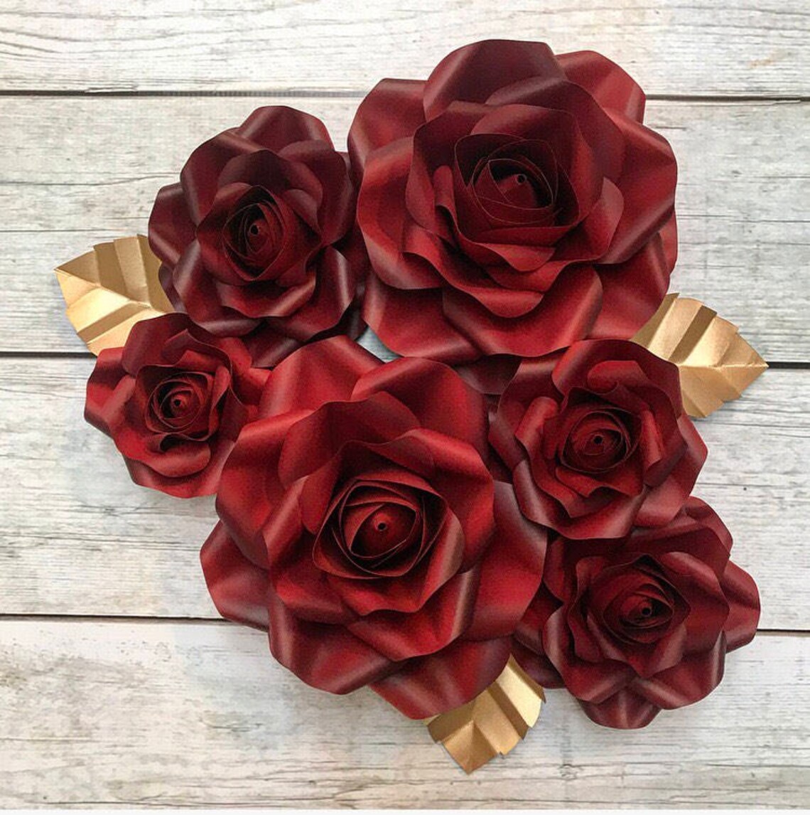 6 Piece Paper Flower Backdrop Set Shabby Chic Roses Wedding - Etsy
