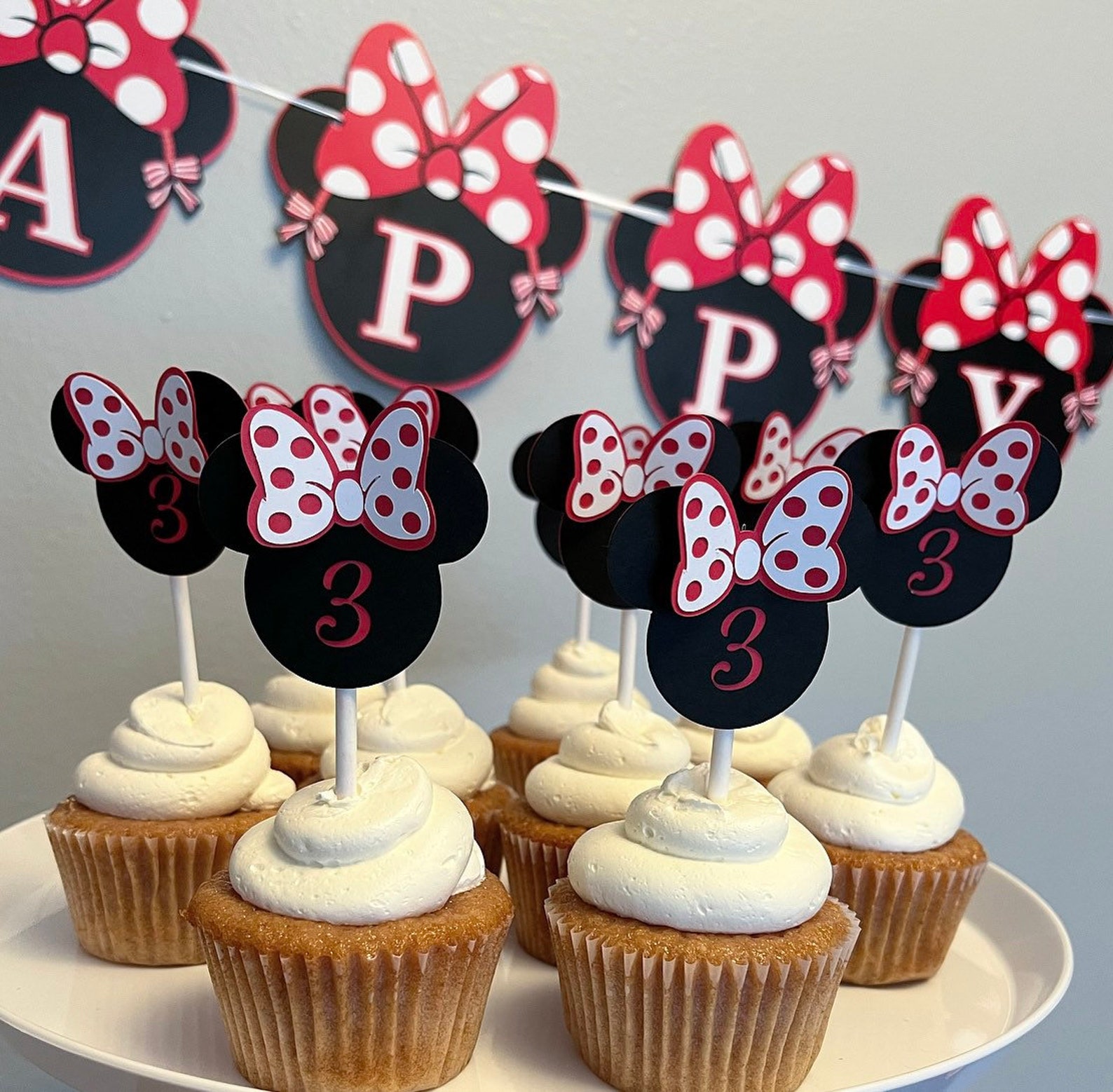 Minnie Mouse Cupcake Toppers (12 Pcs.) - Etsy