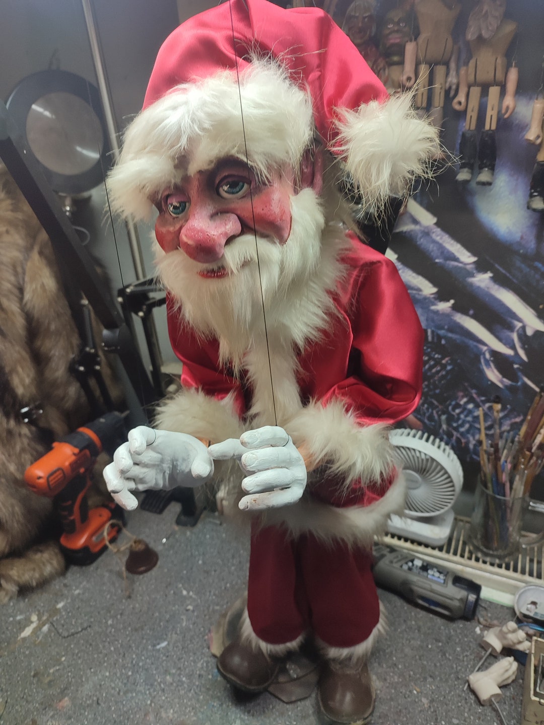 Santa Claus Marionette String Street Puppet Professional Art - Etsy