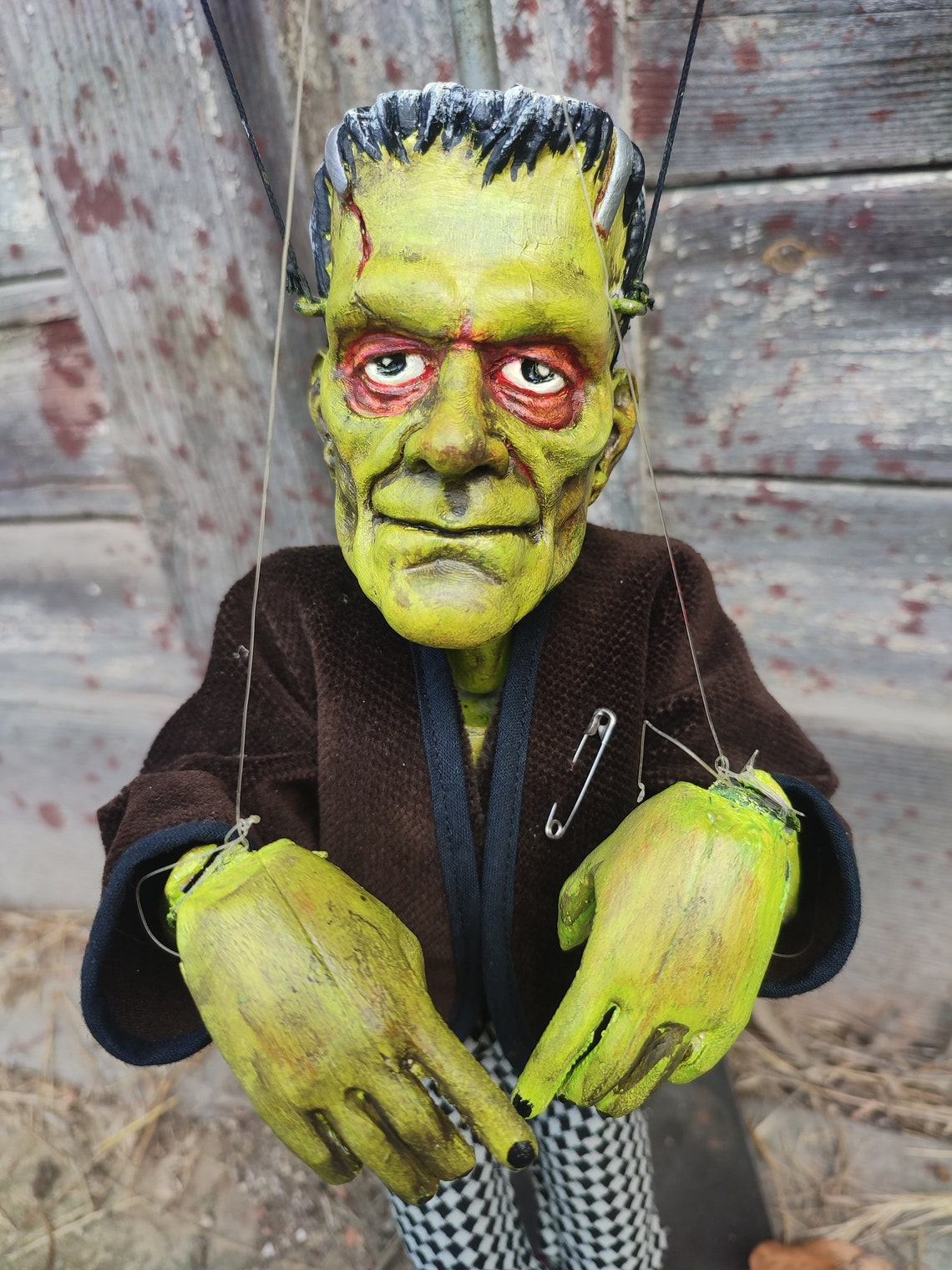 Frankenstein Czech Marionette – Hand-painted Resin Monster Puppet (40cm ...