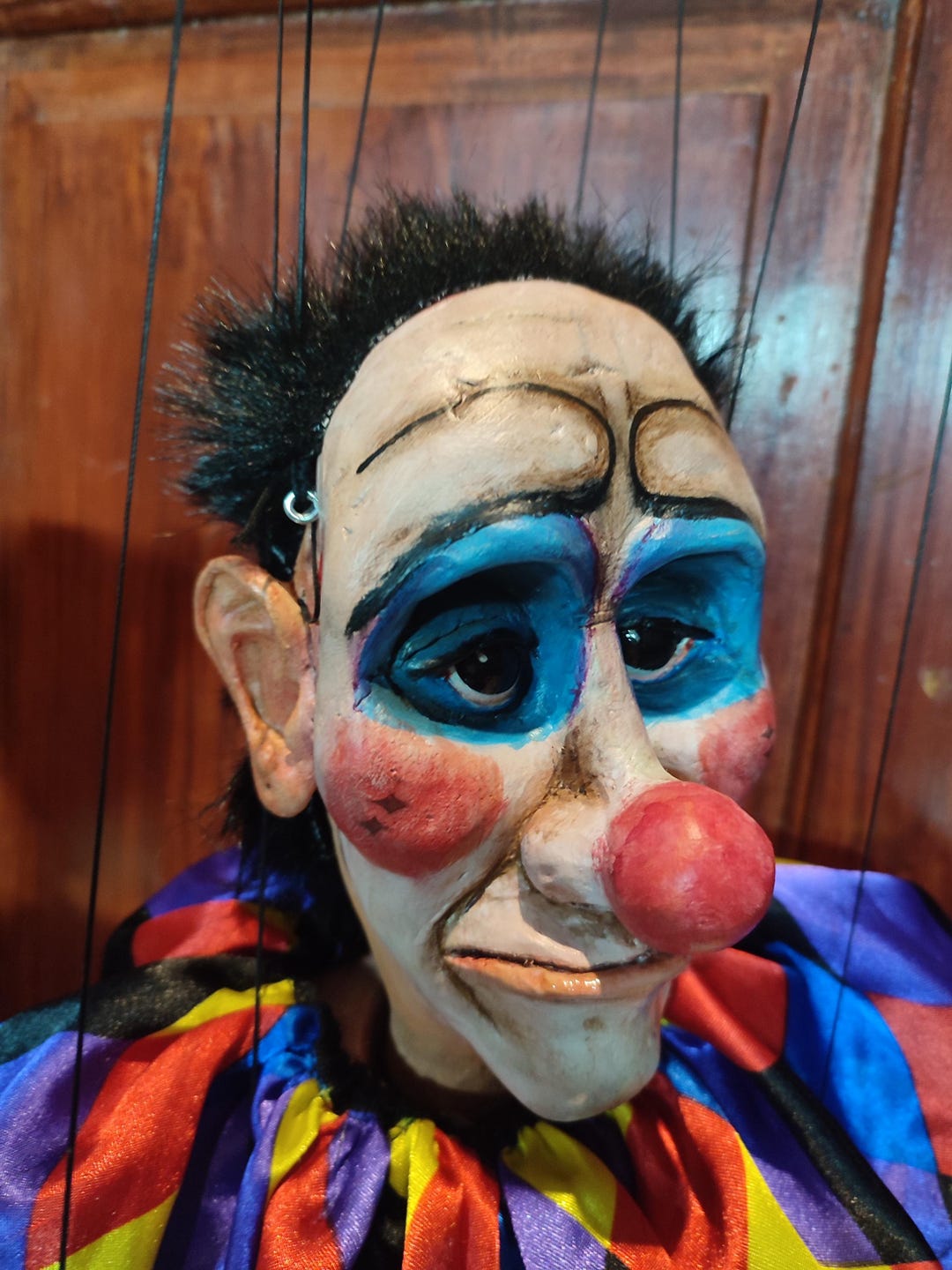 Original Marionette Big Clown Puppet Artist Street Televariete String ...