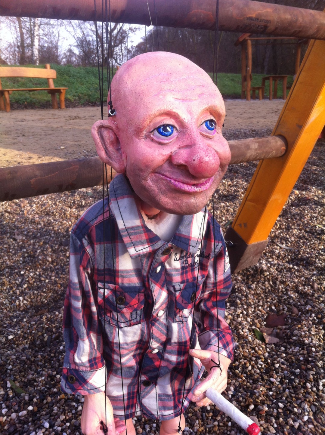 Marionette String- Smoking Street Puppet Professional Art Doll Old ...