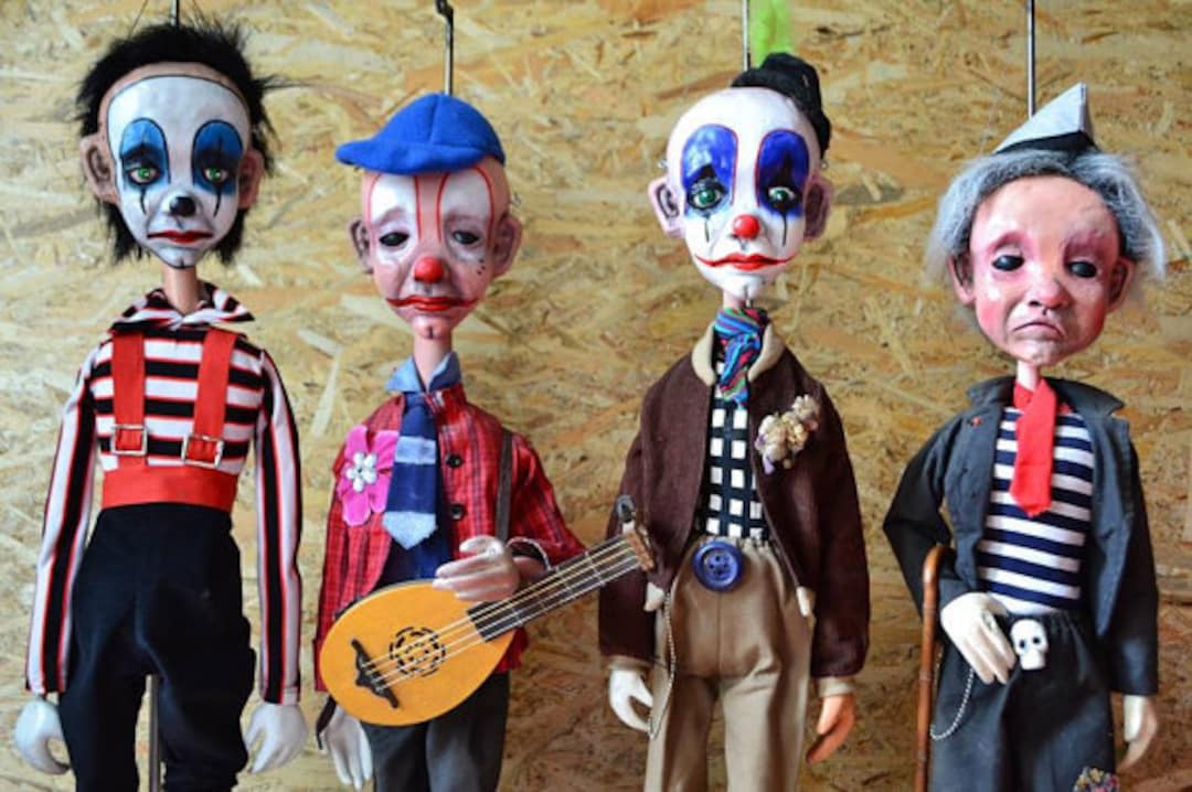 Marionette Sad Clown - Professional Puppet Art Doll Old Fashion Vintage ...