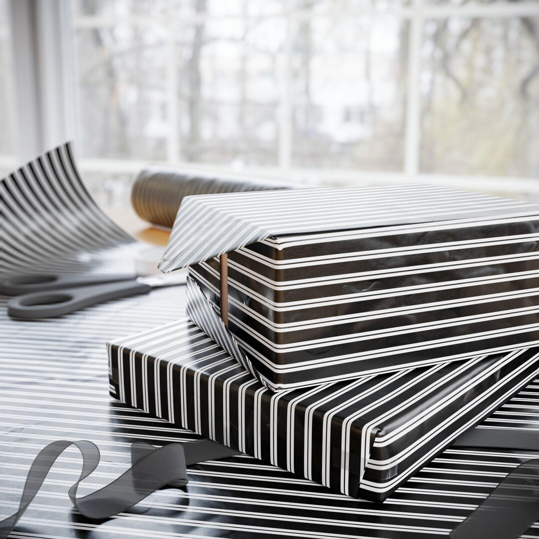 Black and White Stripe Wrapping Paper - Etsy