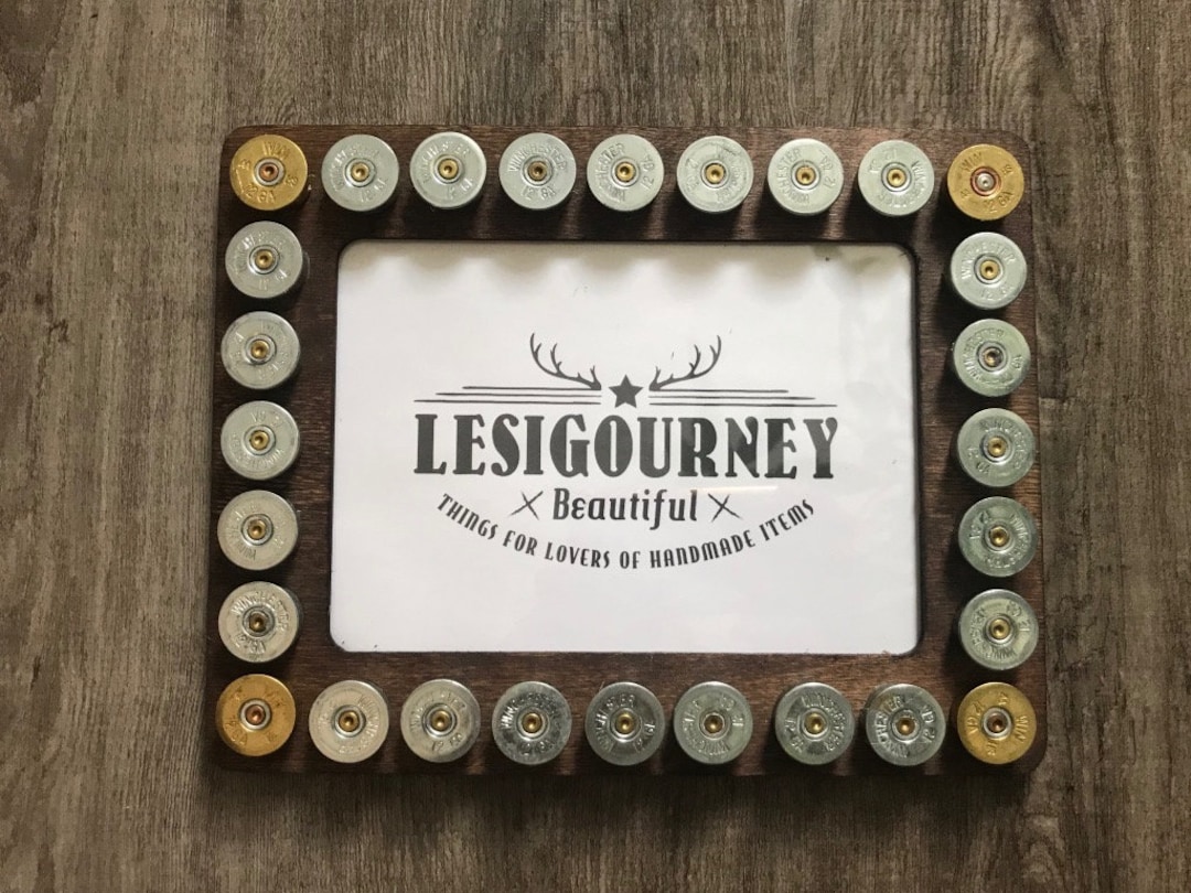 Shotgun Bullet Photo Frame, Silver Shotgun Shells Art, Unique Hunting ...