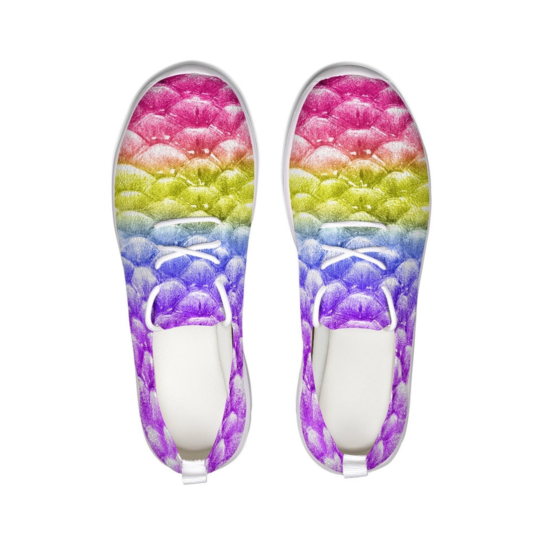 Lace up Flyknit Shoe Rainbow Mermaid Athletic Shoes, Slip on Flyknit ...