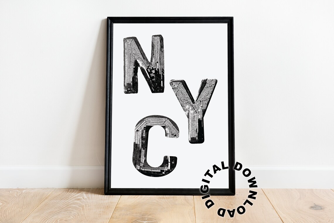 Disco NYC Letters Digital Download Trendy Disco Wall Art - Etsy