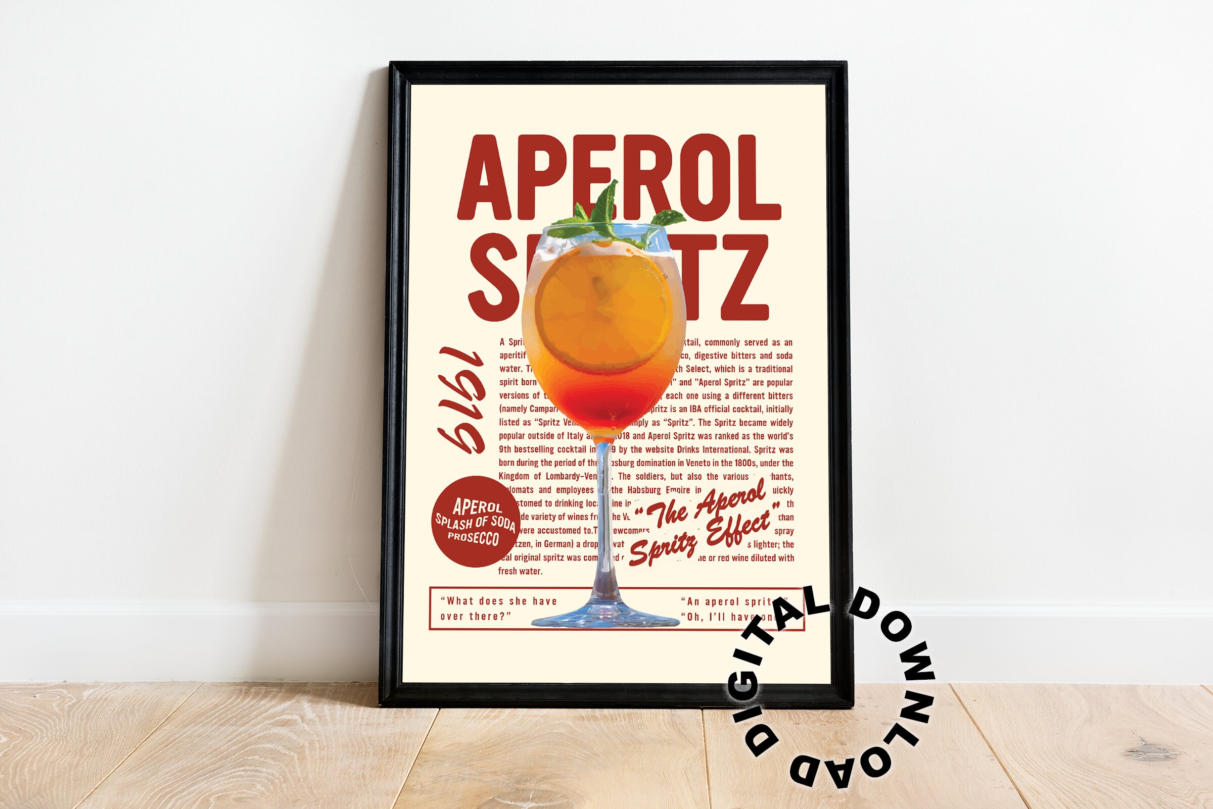 Aperol Spritz Digital Print Bar Cart Aesthetic Vintage - Etsy Australia