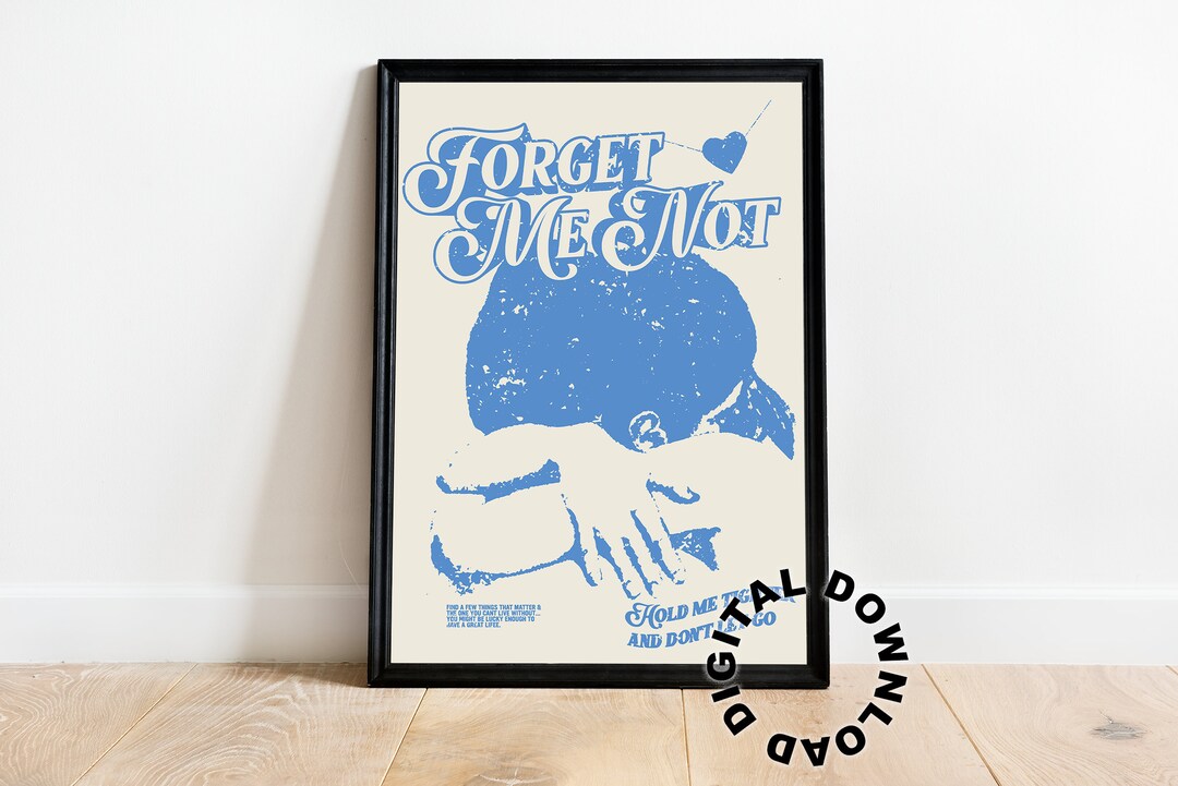 Forget Me Not Digital Download, Retro Magazine Wall Print, Blue ...