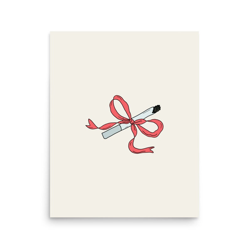 Cigarette Bow Print, Hand Drawn Cigarette Print, Bow Print, Trending ...