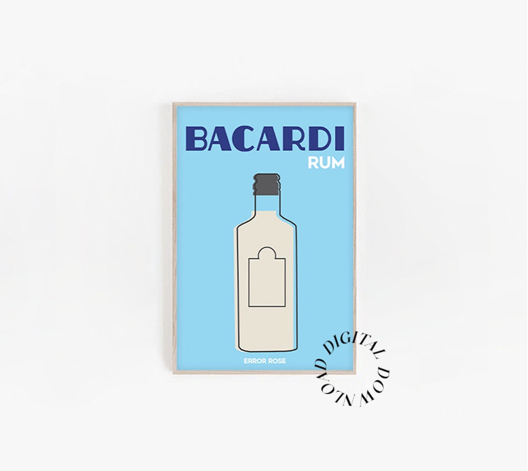 Bacardi Rum Print, Wall Print, Bar Cart Sign, Rum Print, Colorful ...