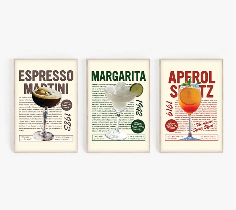 Aperol Spritz Digital Print Bar Cart Aesthetic Vintage - Etsy