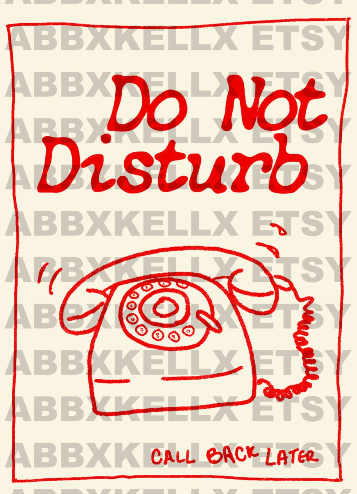 Retro Wall Art, Do Not Disturb Doodle Print, Crayon Sketch Print ...