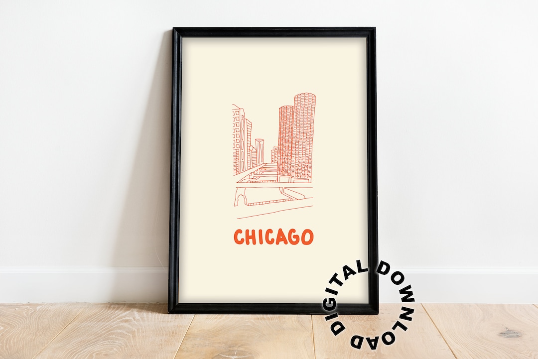 Chicago Wandkunst, Chicago Doodle Print, Chicago Corn Cob, digitaler ...