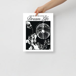 Disco Dream Life Poster, Black and White Wall Art - Etsy