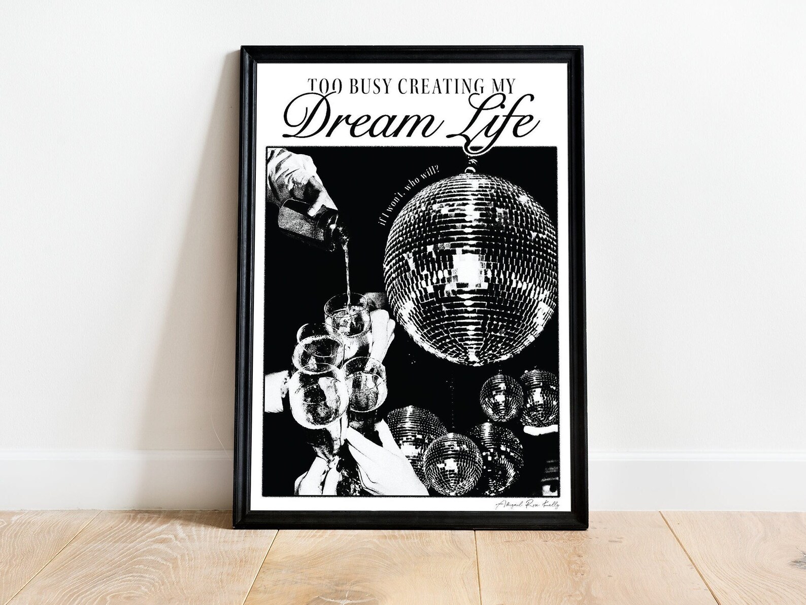 Disco Wall Print Retro Photo Digital Download Black and - Etsy