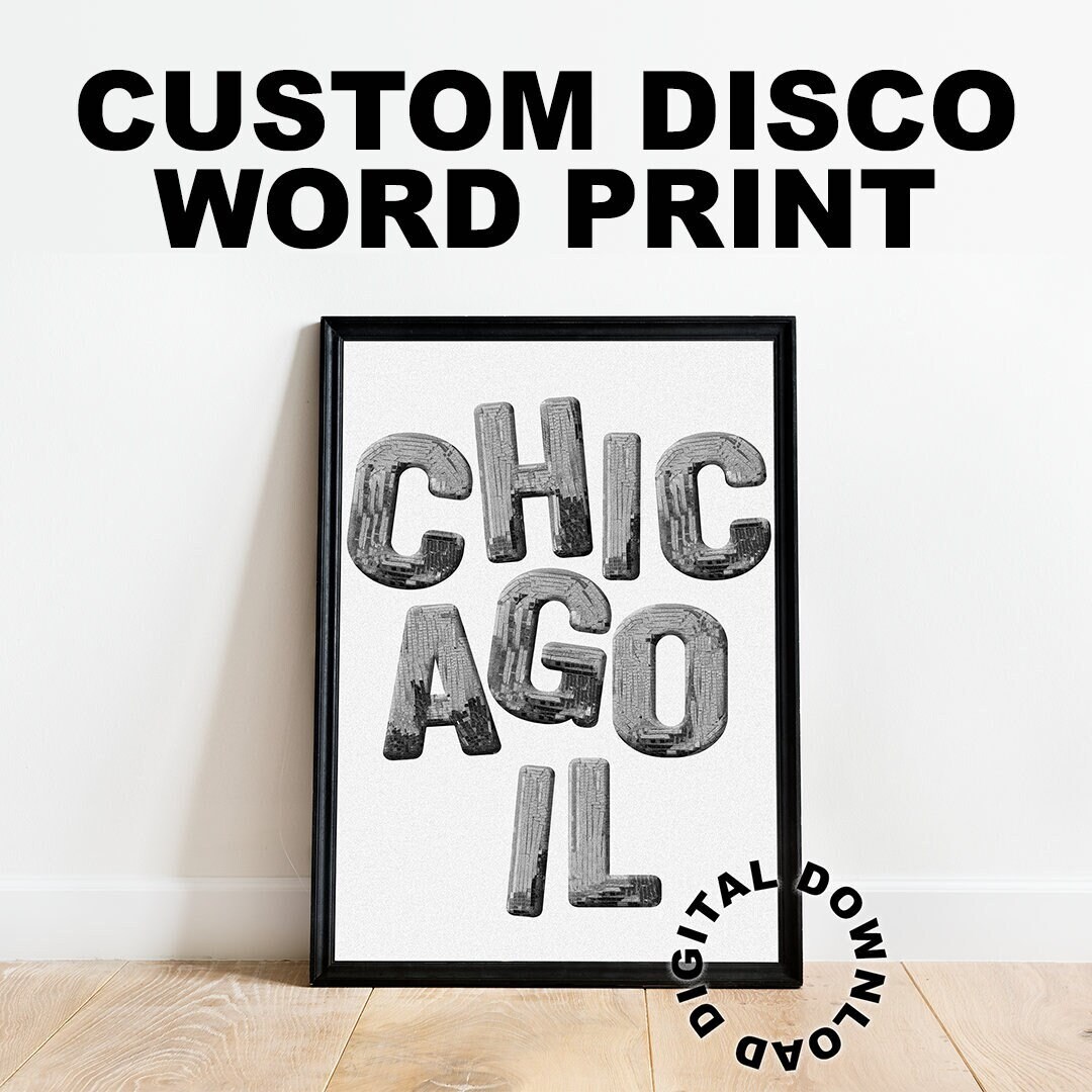 Custom Disco Word Print, Custom Digital Download, Custom City Print ...