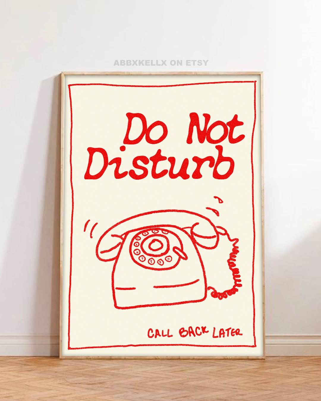Retro Wall Art, Do Not Disturb Doodle Print, Crayon Sketch Print, Phone ...