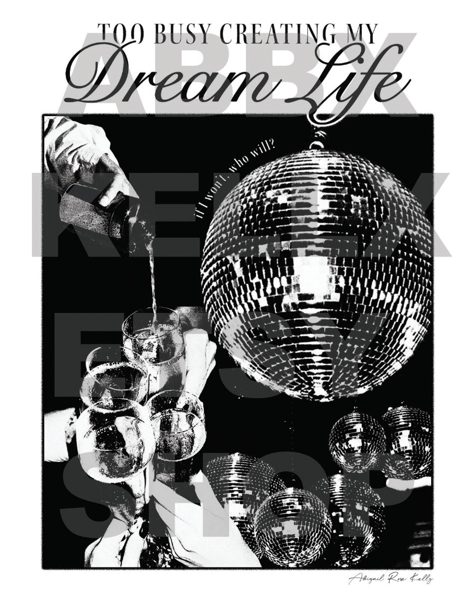 Disco Wall Print Retro Photo Digital Download Black and - Etsy