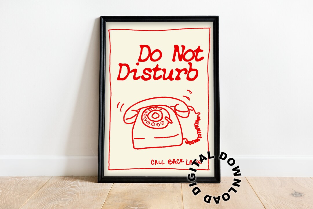 Retro Wall Art, Do Not Disturb Doodle Print, Crayon Sketch Print ...