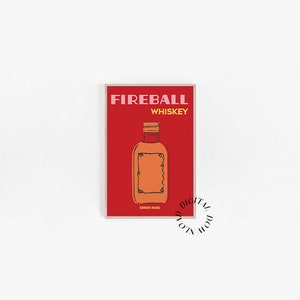 Fireball Print, Wall Print, Bar Cart Sign, Tequila Print, Colorful ...