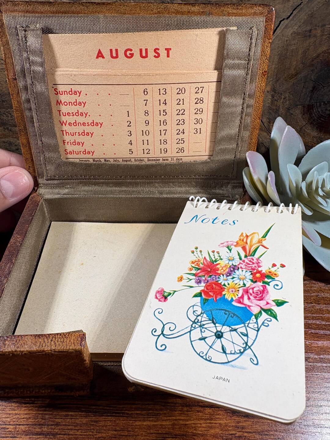 Vintage Tooled Leather Note Holder: Desktop Organizer - Etsy