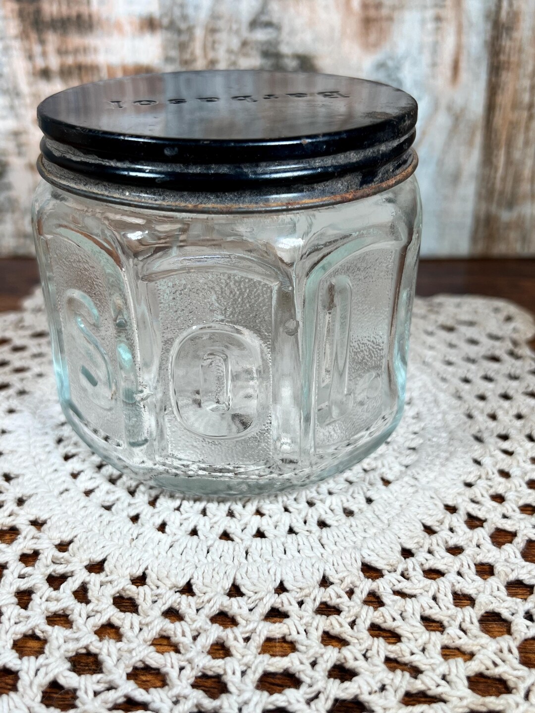 Vintage Barbasol Glass Jar With Lid - Etsy