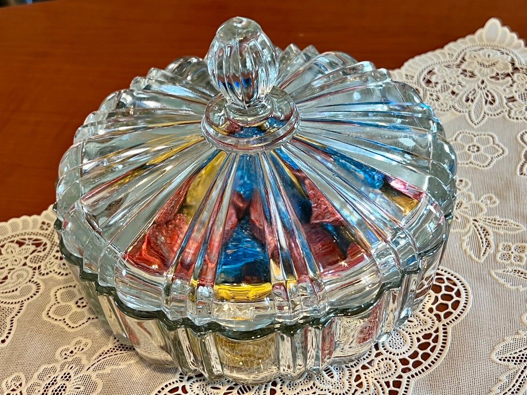 Vintage Old Cafe Clear Candy Dish With Lid - Etsy