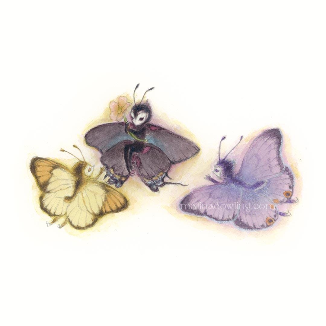 Fairy Trio | Butterfly Insect Bug Sprites | Fantasy Nature Art ...