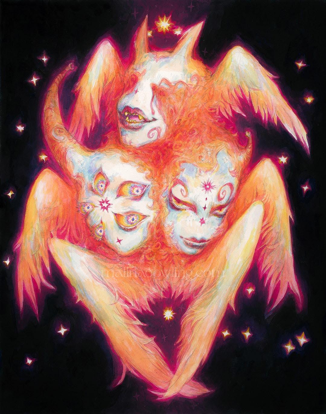 Cherub Print | Seraph Painting | Biblically Accurate Angel Art Print ...