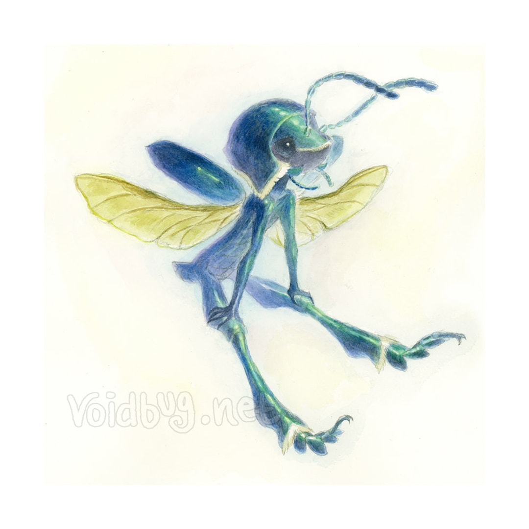 Cobalt Milkweed Beetle Fairy Art Print | 9x9 Inches | - Etsy