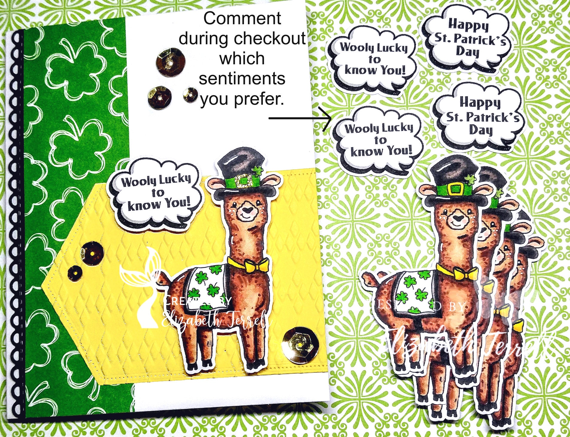 4 St. Patrick's Day Card Kit Llama Alpaca Leprechaun Shamrock Pinch ...