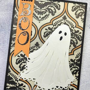 Stampin up Ghost Halloween BOO Card Kit Pearl Black Sparkle Embossed ...