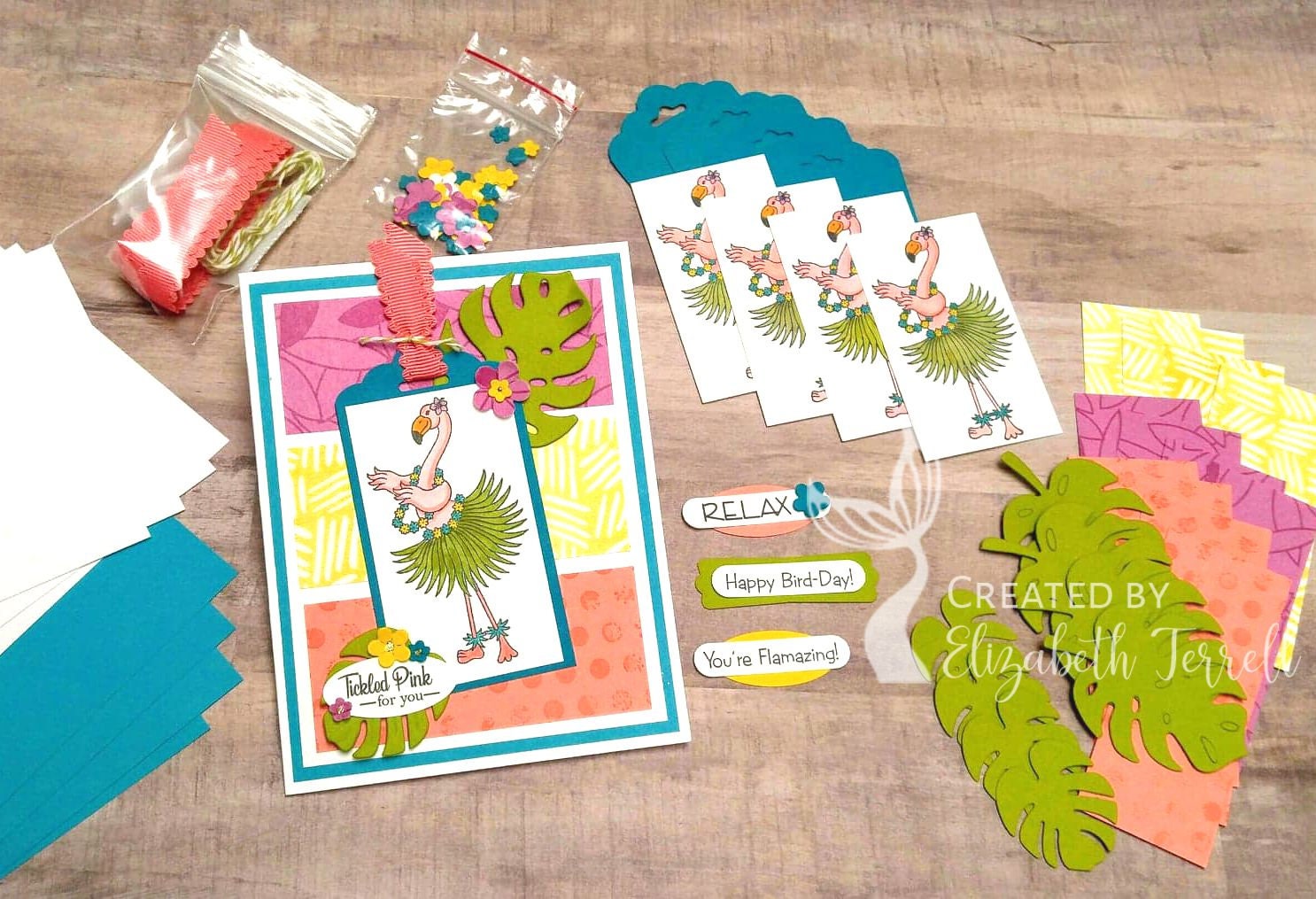 Stampin' up Tickled Pink Flamingo Card Kit Hawaii Hula | Etsy