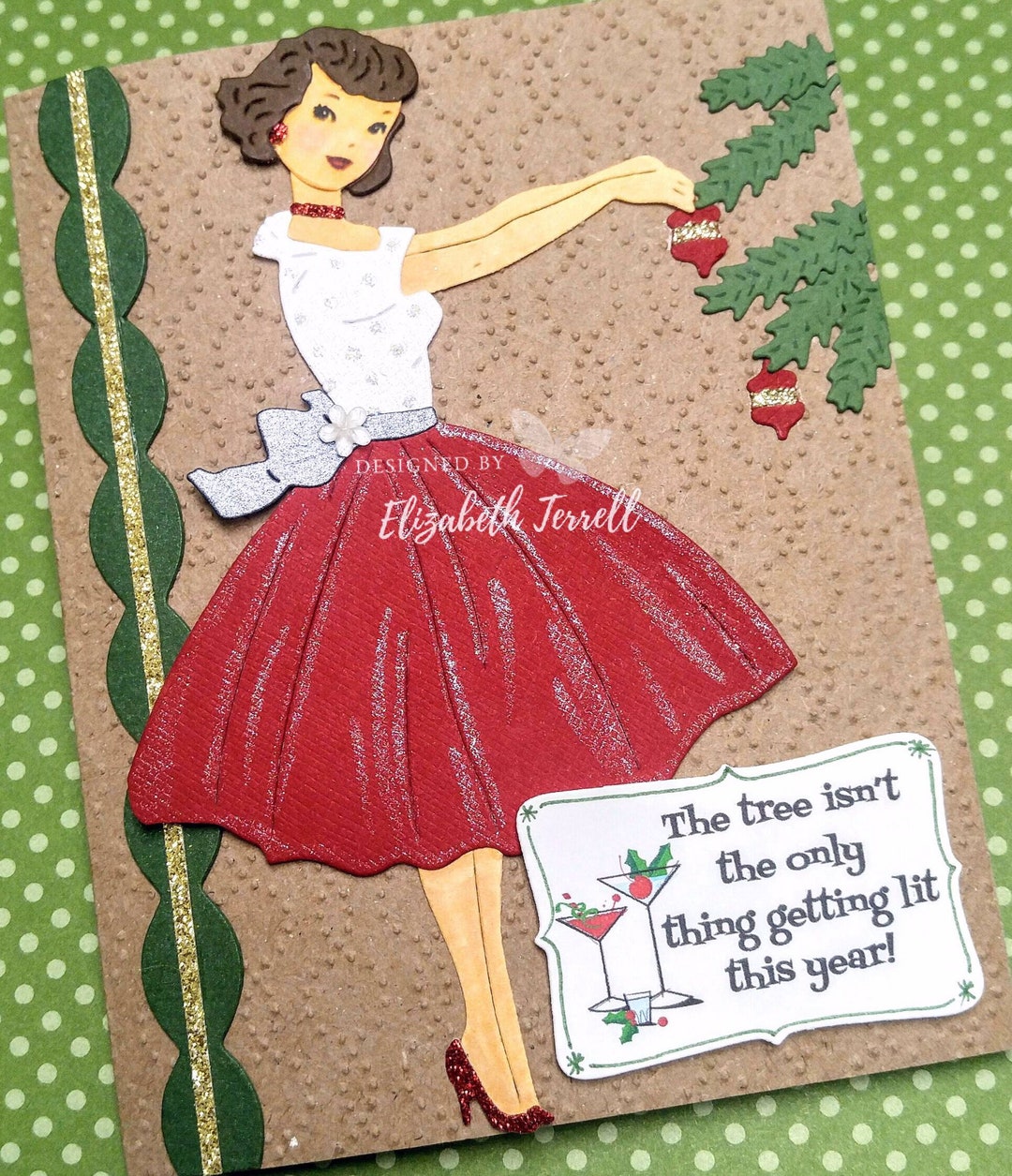 Stampin up Card Kit Retro Vintage Lady Trim the Tree Christmas Holiday ...