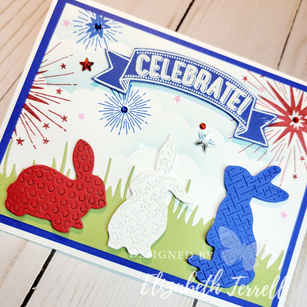 Stampin up 4th July Patriotic Bunny Fireworks Bunnies 4x Card Kit ...
