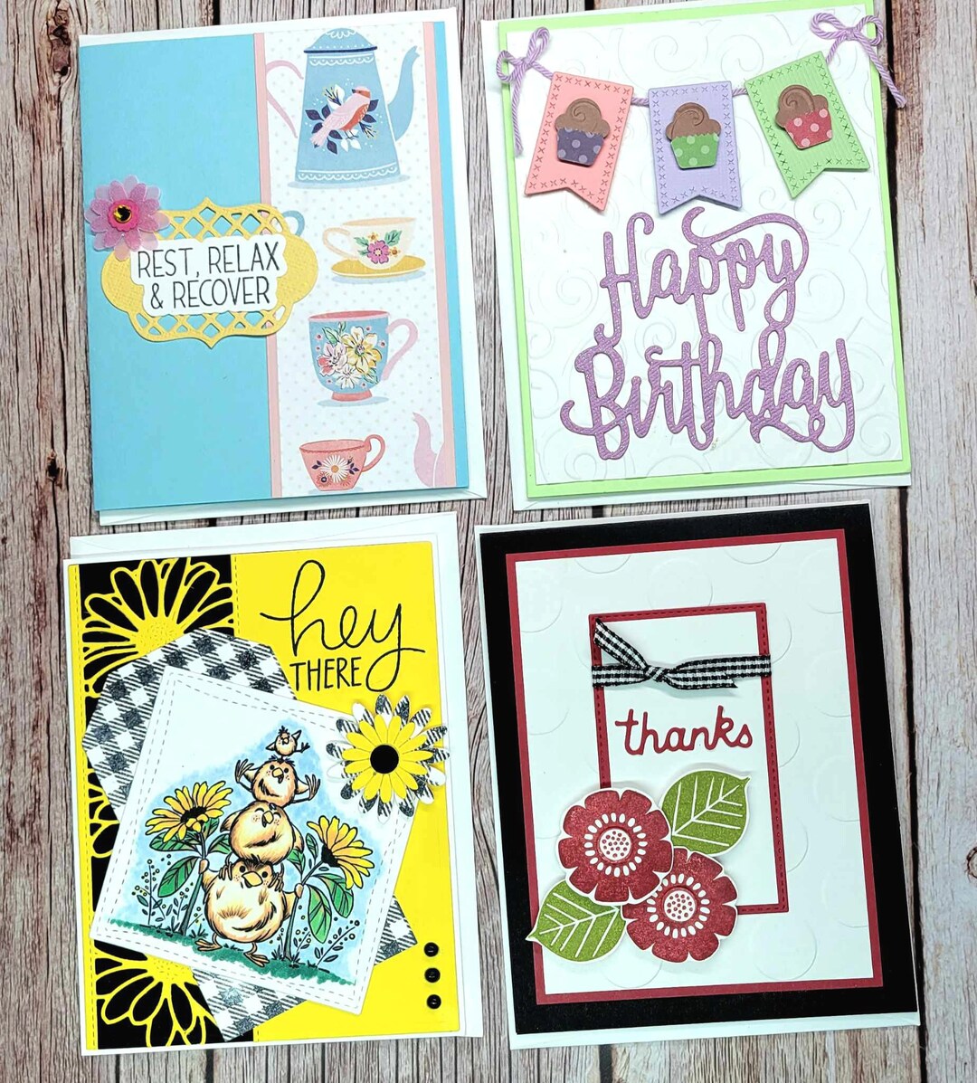 Birthday Thank You Get Well Hello Friend Greeting Card Set 4 Card ...