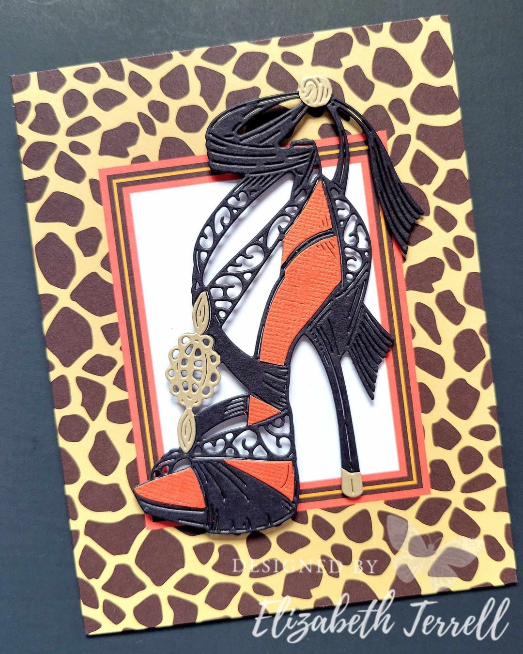 DIVA Stiletto High Heel Shimmer Gold Accent Lady Giraffe Greeting Card ...