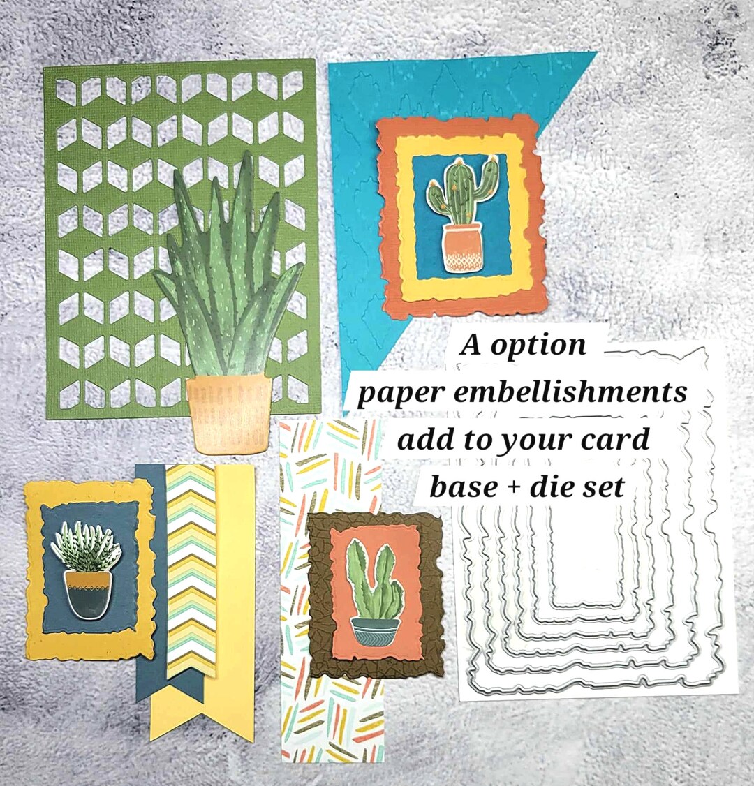 Stampin up Tattered Torn Deckled Rectangle Die Set 6 Succulent Card Embellishments Thinlits Hand ...