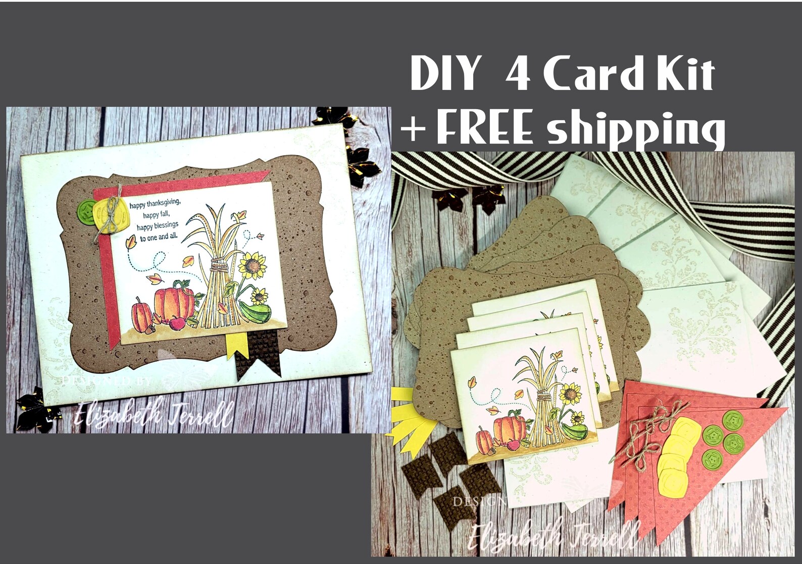 4 Fall Card Kit Stampin up Pumpkin Harvest Thanksgiving Thankful DIY ...