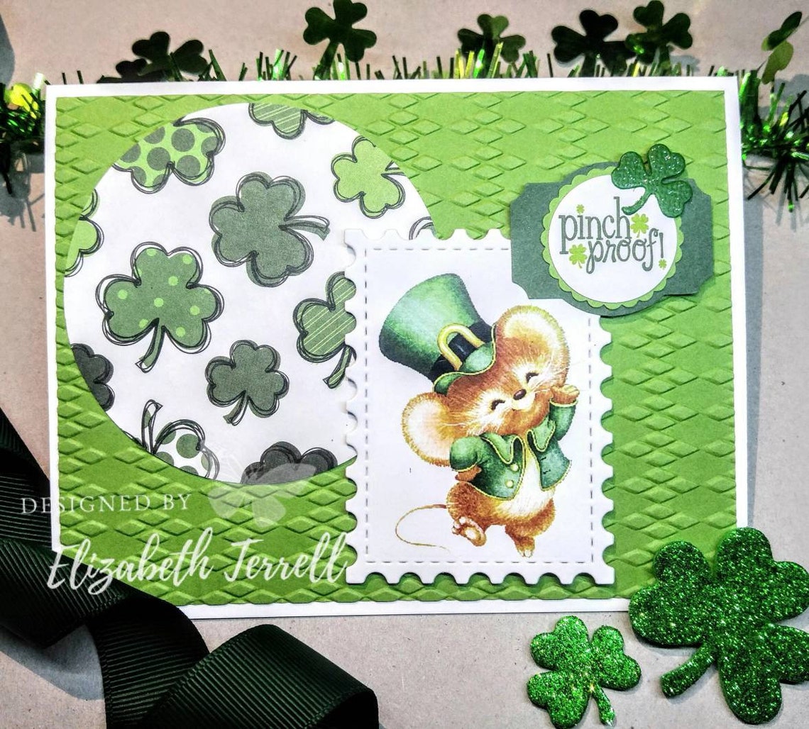 4 St. Patrick's Day Card Kit Mouse Leprechaun Shamrock Pinch Proof ...