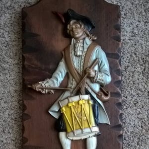 Vintage Sexton Cast Metal Hanging Sculpture Continental Army With Real ...