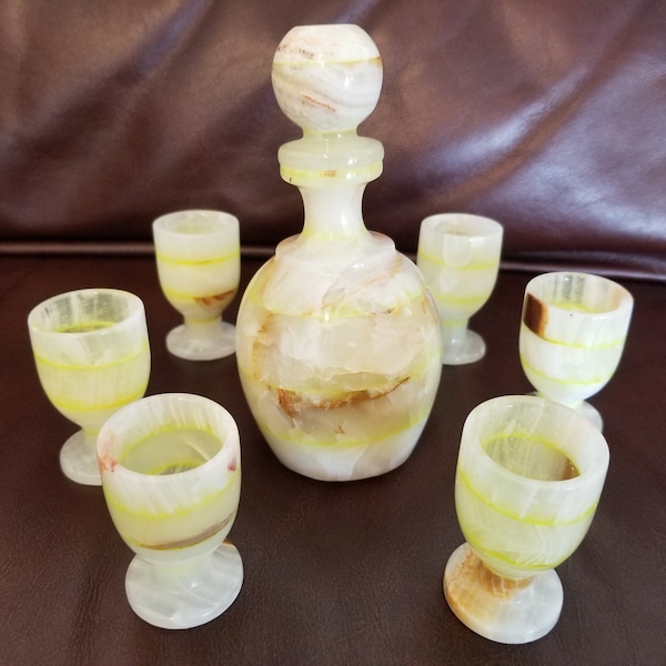 Stone Decanter With Glasses - Etsy