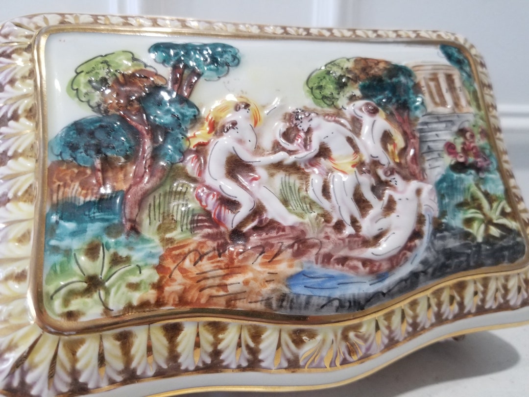 Antique R Capodimonte Porcelain Hand Painted Box With Lid - Etsy