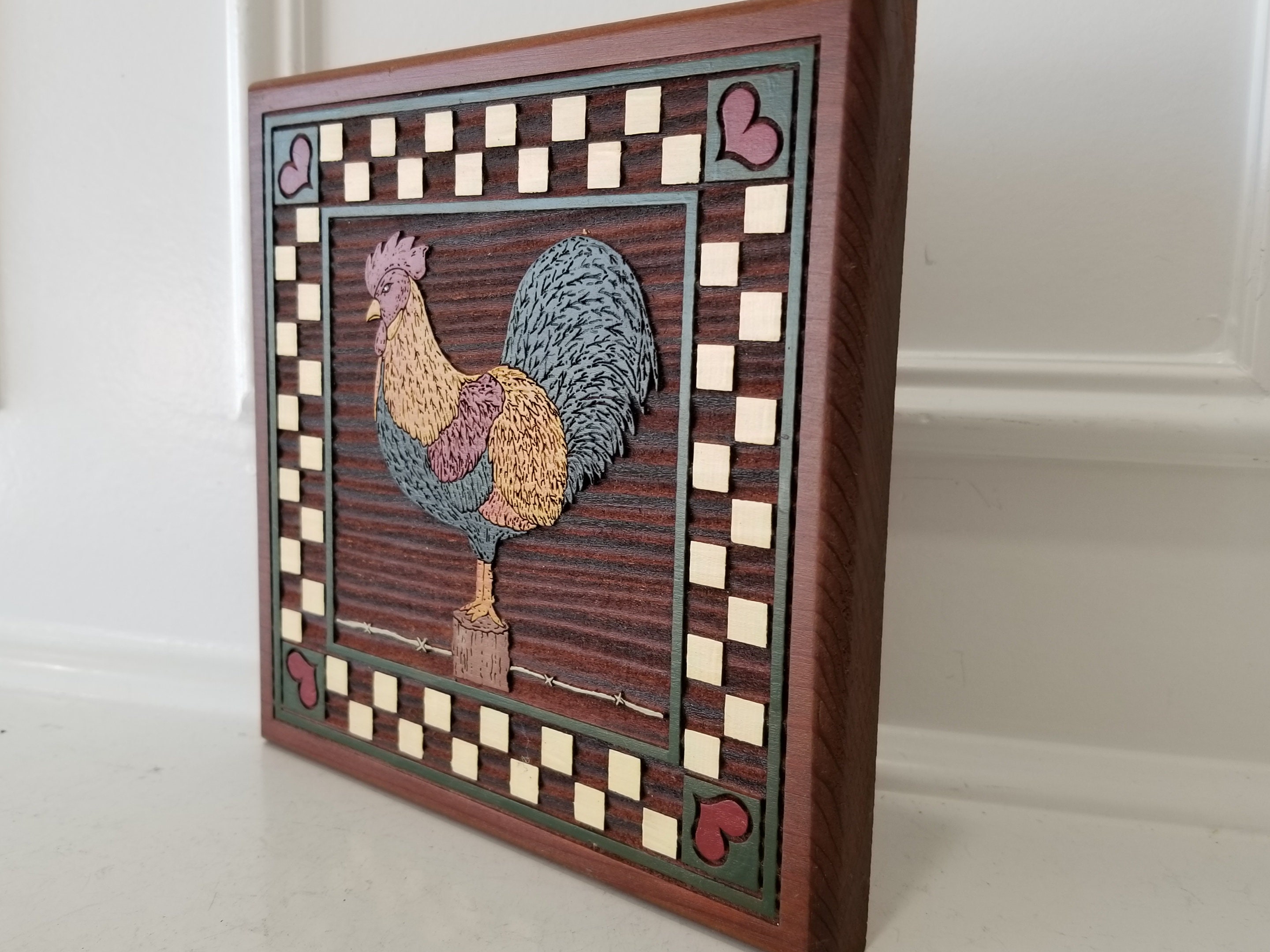 Laser Woodcut Rooster Wall Decor Wood Plaques Made in | Etsy