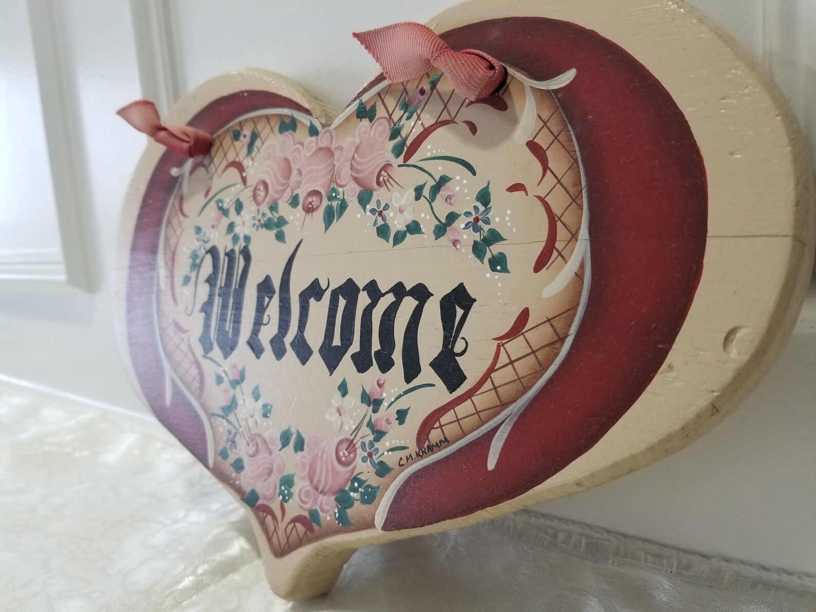 Welcome Wood Sign - Old Original Wood Sign - Hand Painted and Signed by ...