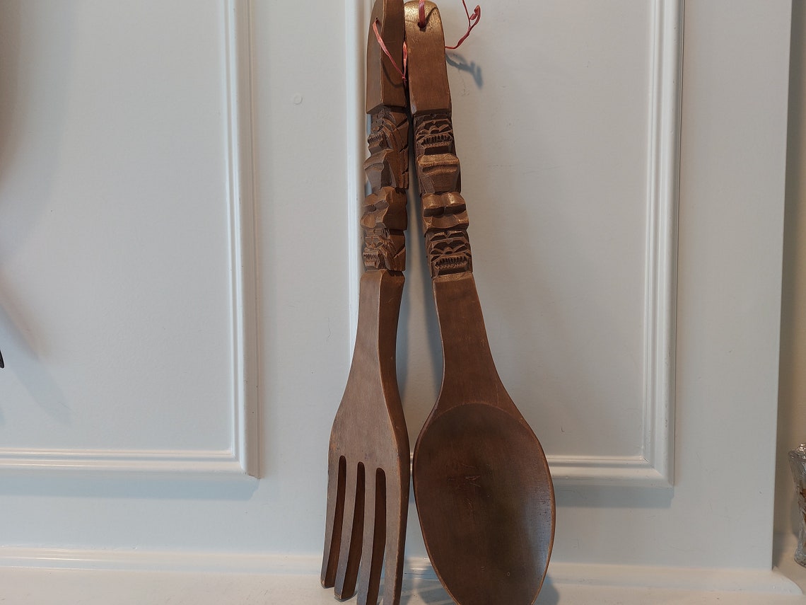 Vintage Extra Large Wood Fork and Spoon 21 Inches Wall Decor - Etsy