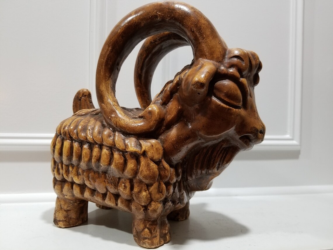 Mid-century Ram Sculpture Ceramic Ram Statue 10 Tall - Etsy