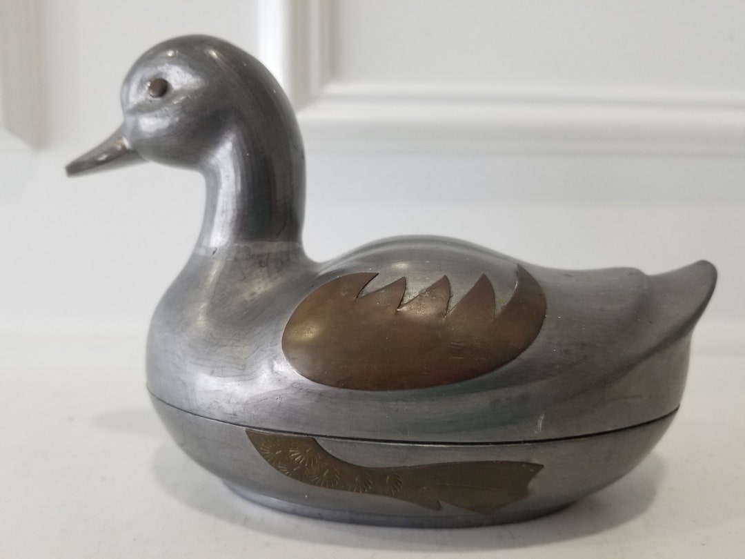 Mid-century Metallic Duck Box - Metallic Duck Shape Box With Lid - Etsy