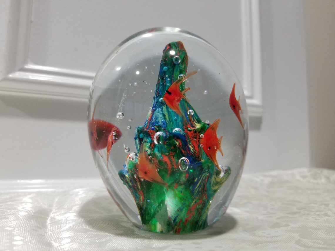 Art Glass Paperweight With Unique Inserts Art in Glass | Etsy
